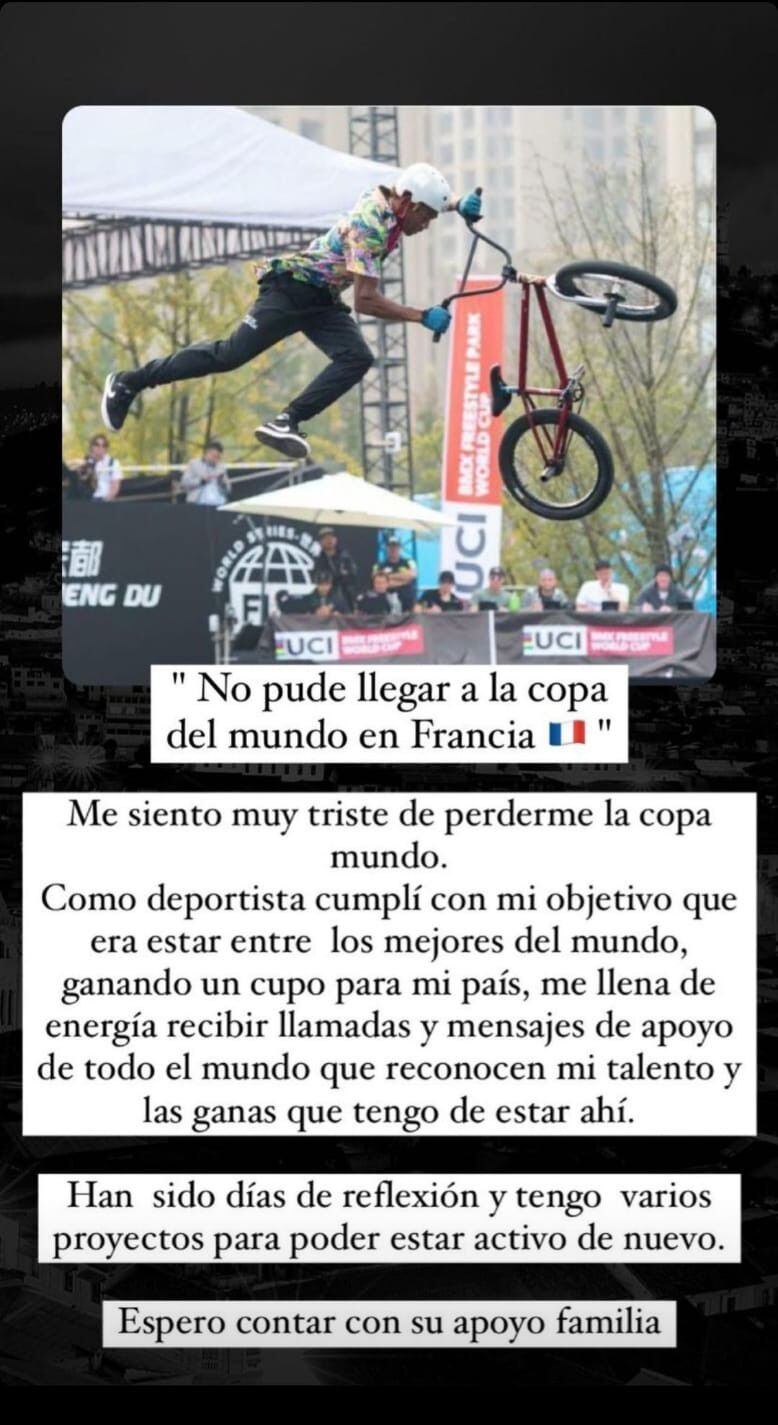 Jonathan Camacho, número uno de Ecuador en BMX Freestyle, está ...