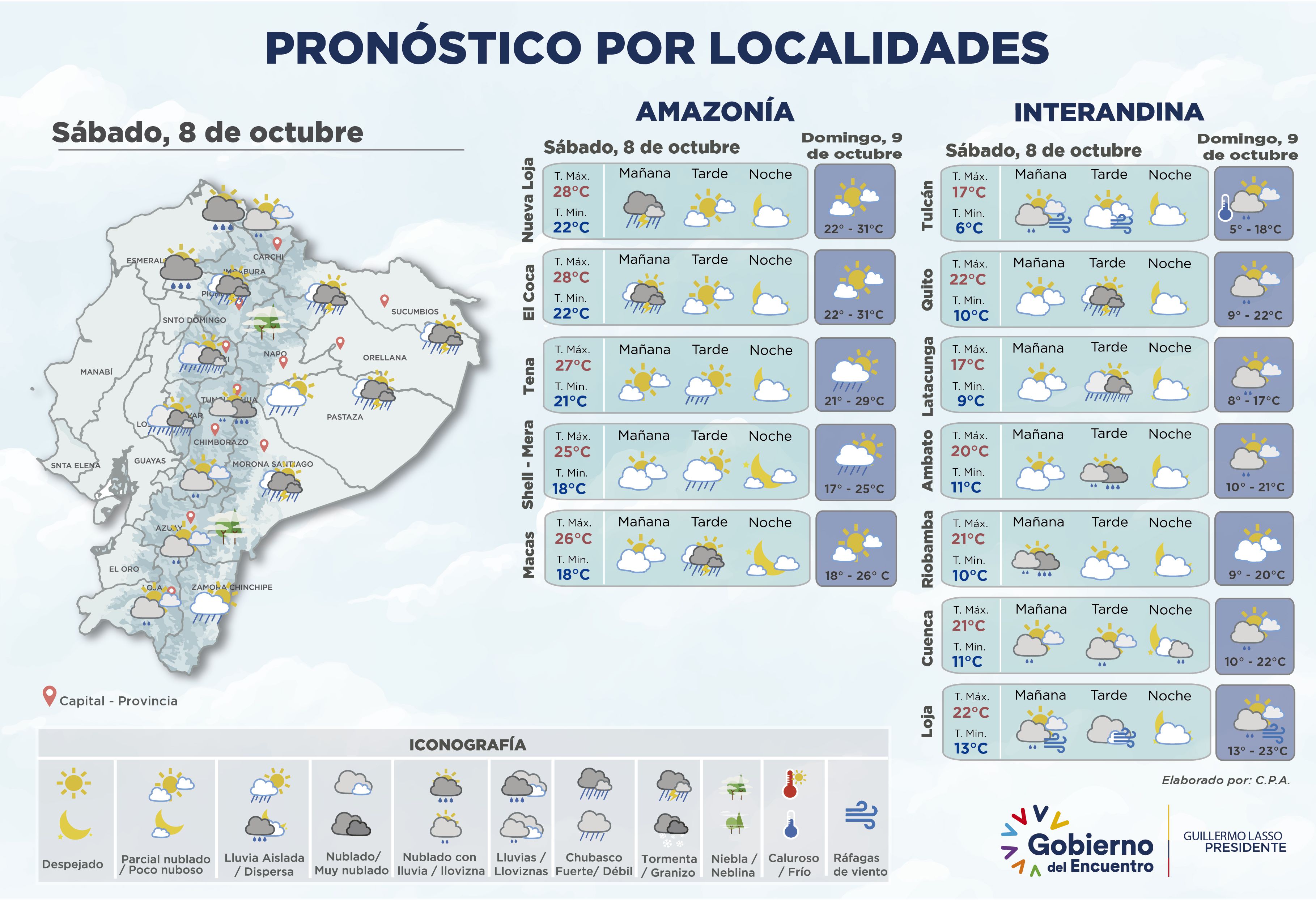 Pronóstico del tiempo para la mañana, tarde y noche de este sábado 8 de ...