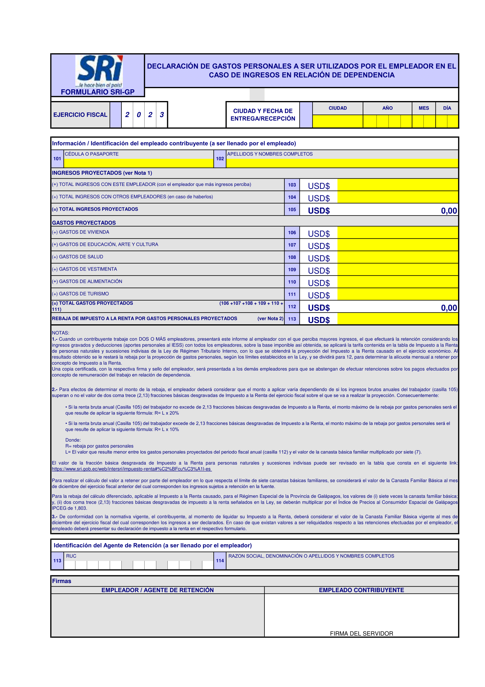 Cómo llenar el formulario de proyección de gastos personales 2023 ...